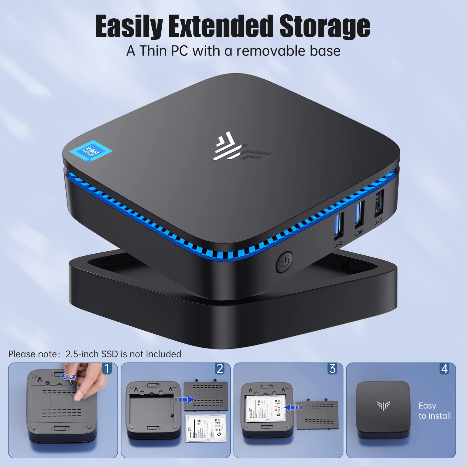 KAMRUI Mini PC Windows, Mini PC Windows 11 Pro with Intel 12th Gen Alder Lake N95 (Up to 3.4GHz), 8GB DDR4 256GB SSD Support 4K UHD, LAN, WiFi/BT