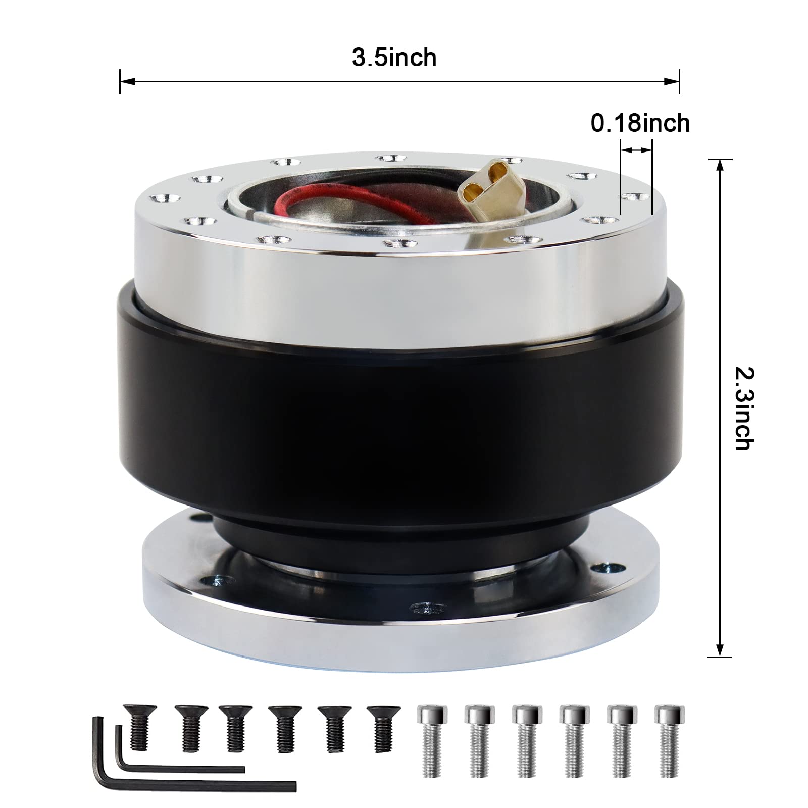 MOTAFAR Steering Wheel Quick Release, Universal 6 Hole Snap Off Boss Kit for Race/Rally/Motorsport(Black)