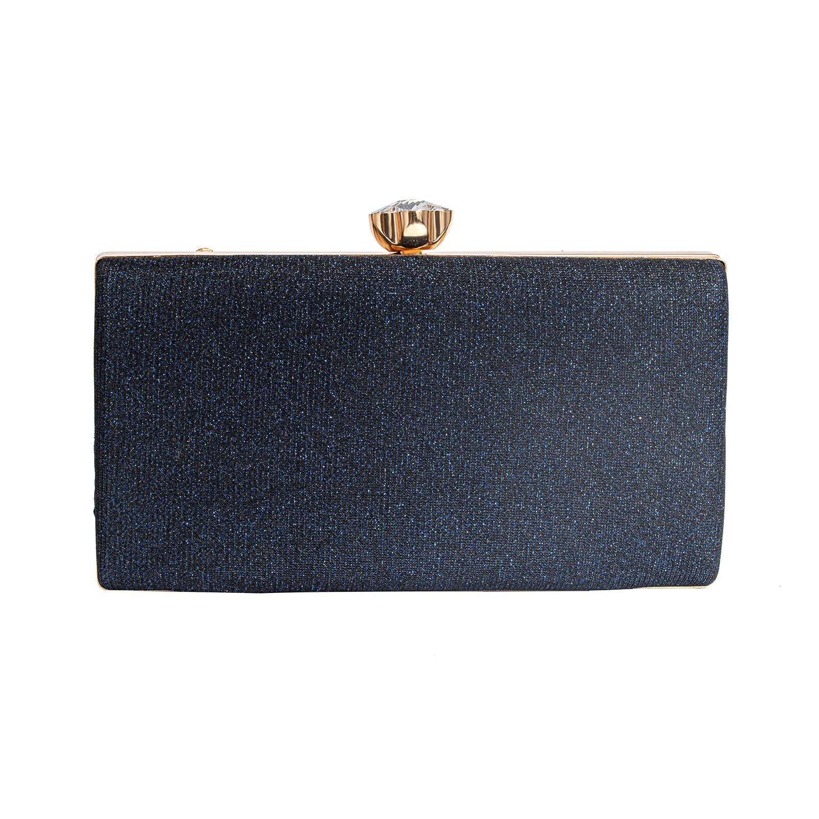 Mulian LilY Navy Blue Evening Bags For Women Glitter Crystal Pleated Bling Clutch Purse With Detachable Chain Strap M262