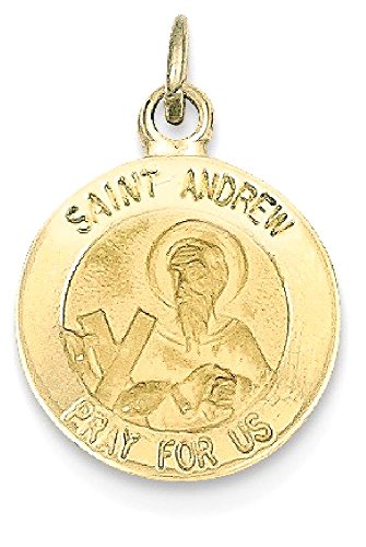 IceCarats 14K Yellow Gold Saint Andrew Medal Necklace Charm Pendant 17.5mm x 12mm Only