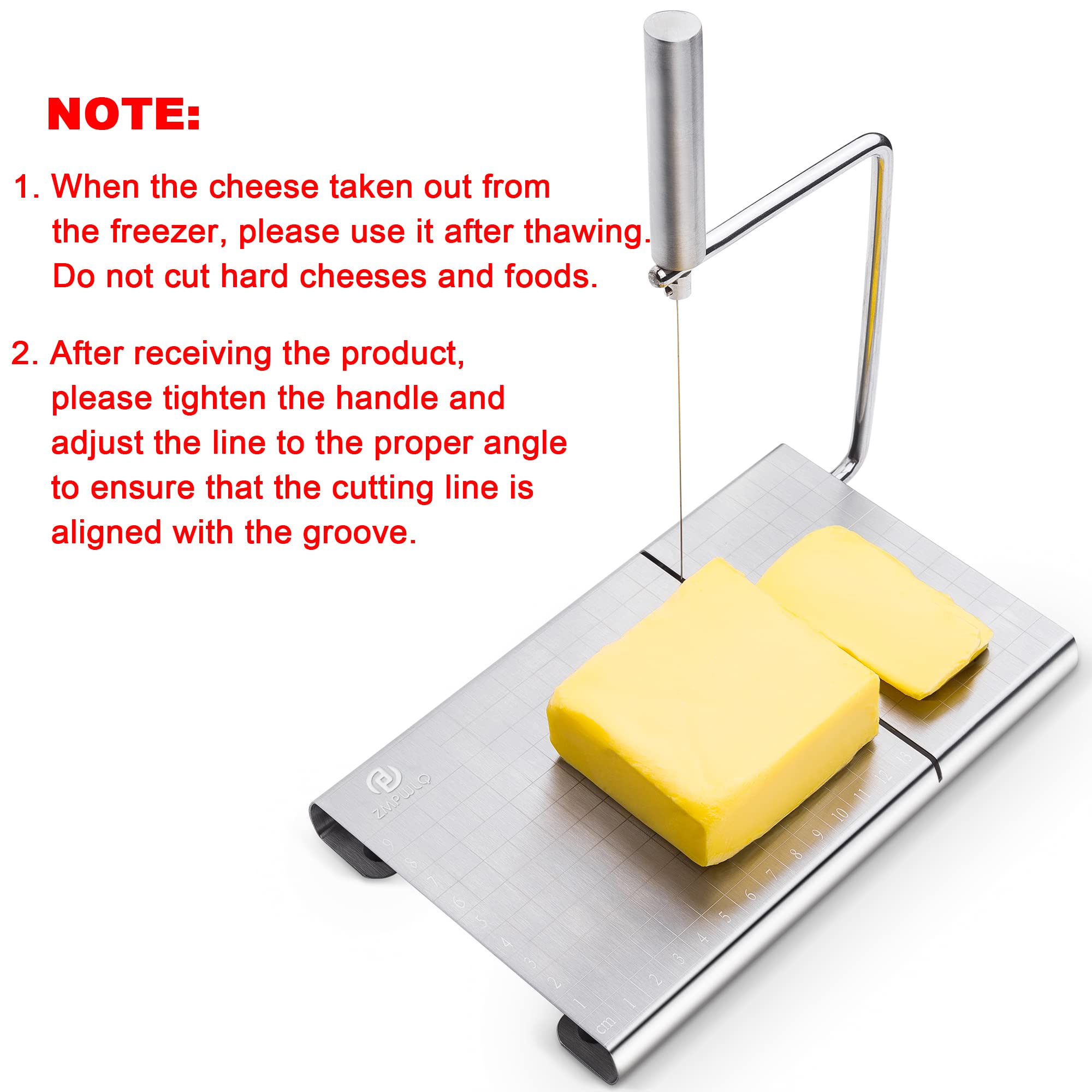 PL ZMPWLQ Cheese-Slicers with Wire, Cheese Slicer Stainless Steel with 4 Replacement Wires Cheese Cutters Accurate Size Scale,Wire Cheese Slicer for Soft Cheese, Cheese Cutter Wire Cheese Slicer