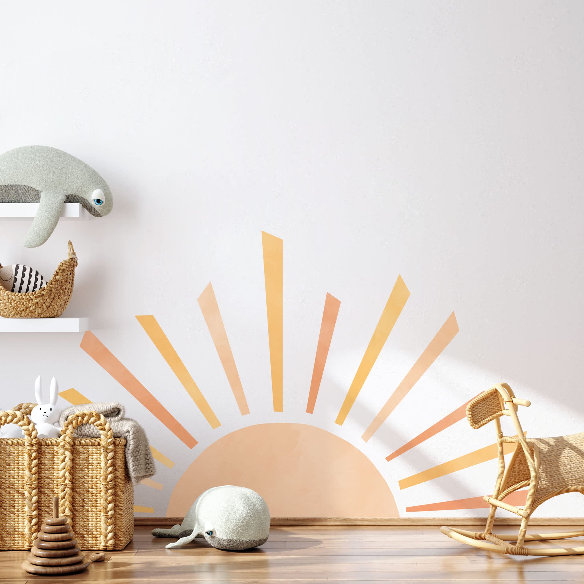 Made of Sundays Small Yellow Rising Sun Wall Decal, Plastic-Free Peel and Stick Wall Stickers