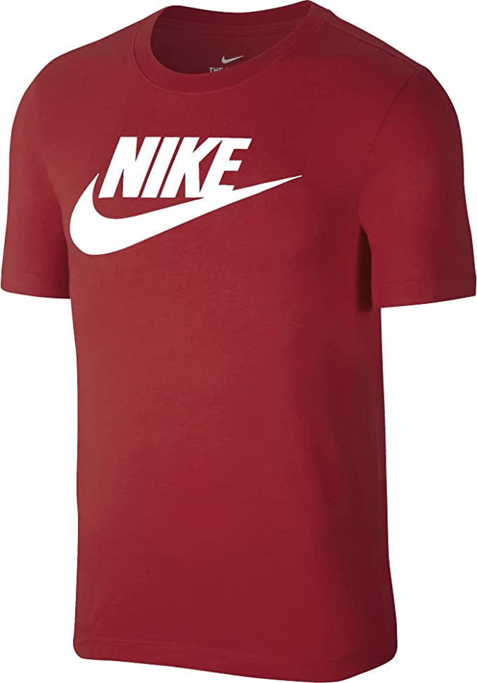 Nike Men's Dri-Fit Sportswear Logo Short Sleeve T Shirt (Medium, Magic Ember/White)