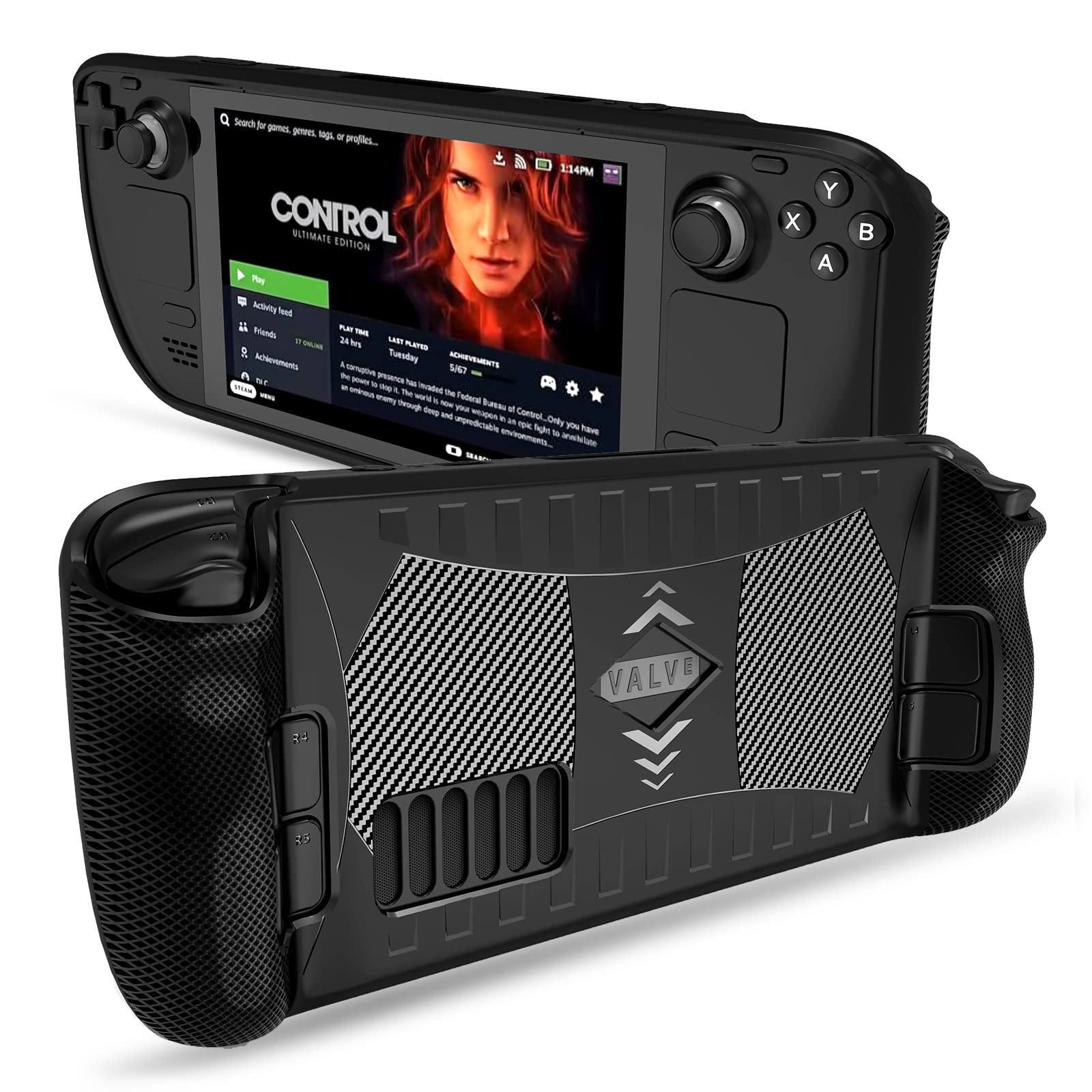 SENQAO Protective Case TPU Cover Case Compatible with Steam Deck, Shock-Absorption, Non-Slip Anti-Scratch Design Cover Protector, Individuality Textured Accessories