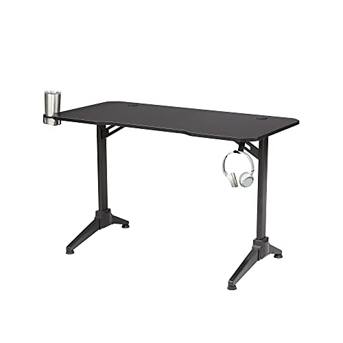 Safco Products Ultimate Computer Gaming Desk, with Under Desk LED Lighting, Cup Holder, Headphone Hook. 47.2 W x 23.6 D x 29.5 H