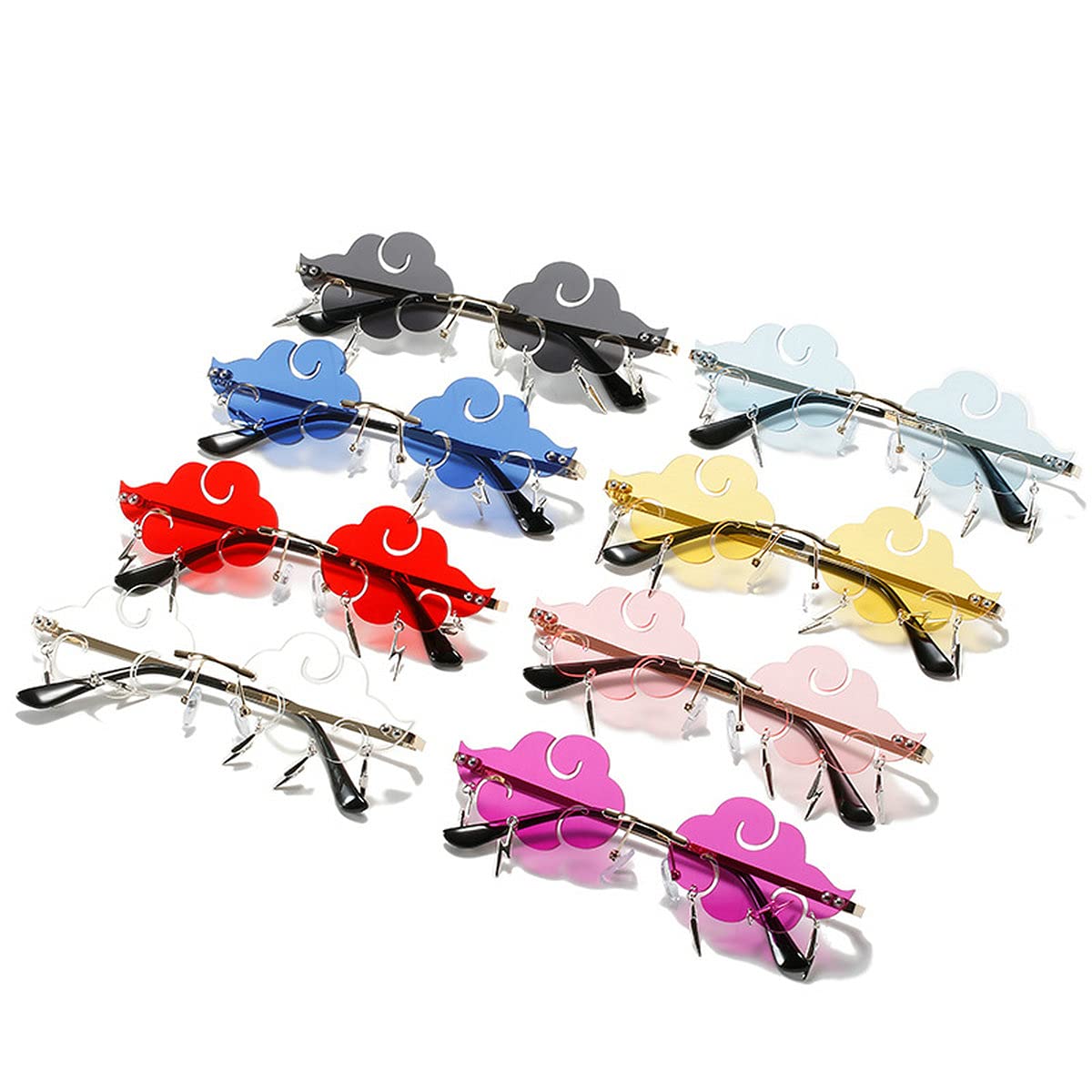laureles/Women's Rimless Cloud Lightning Shaped Sunglasses Men Sunglasses Irregular Clouds Glasses Shades UV400 (Navy Blue)