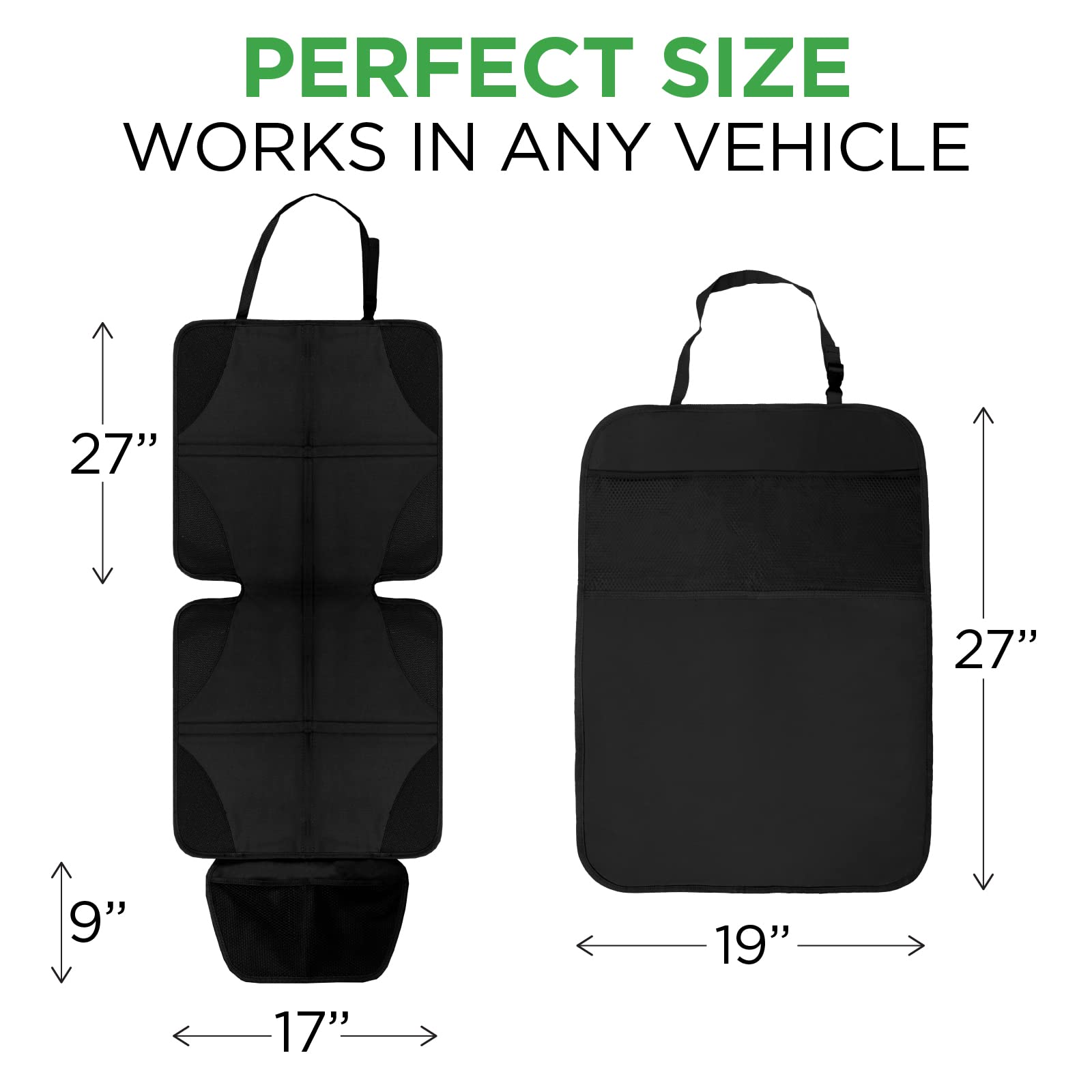 lebogner Car Seat Protector + Kick Mat Auto Seat Back Protector with 4 Organizer Pockets, Durable Quality Seat Covers + Waterproof Kick Guards to Protect Your Leather and Upholstery Seats from Damage