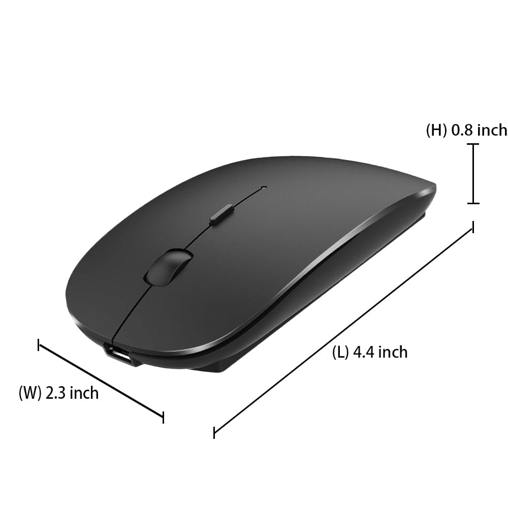 KLO 4 Modes Rechargeable Bluetooth Mouse/Bluetooth 3.0/5.2+USB-2.4G/Type-C,Bluetooth Mouse for MacBook pro/MacBook air/Laptop/iMac/ipad/Notebook/pc(BT/USB-C Black)