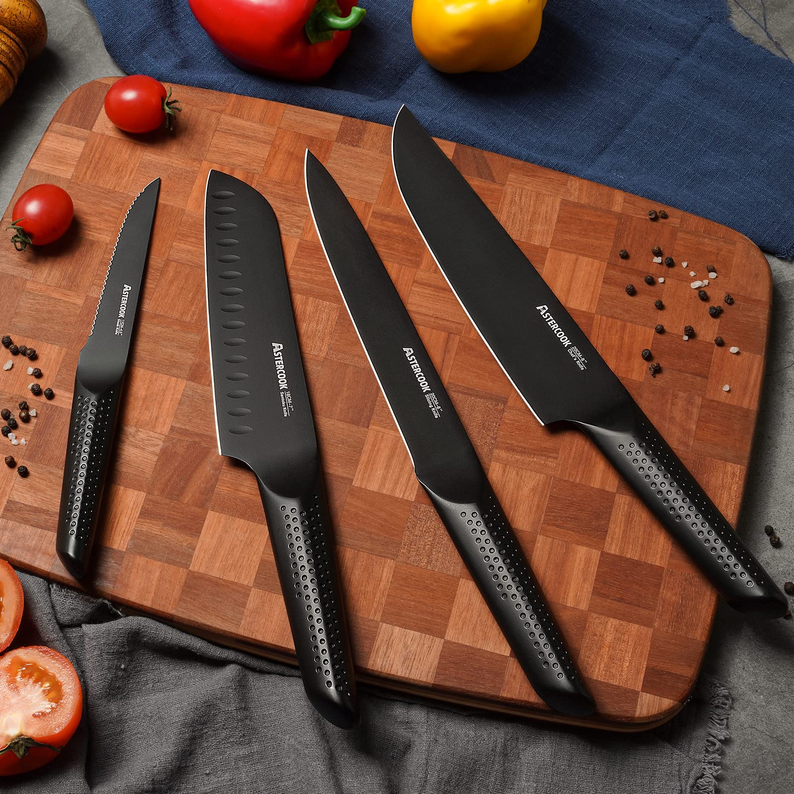 Knife Set, 21 Pieces Chef Kitchen Knife Set with Block, Built-in Knife Sharpener, German Stainless Steel Knife Block Set, Dishwasher Safe, Elegant Black