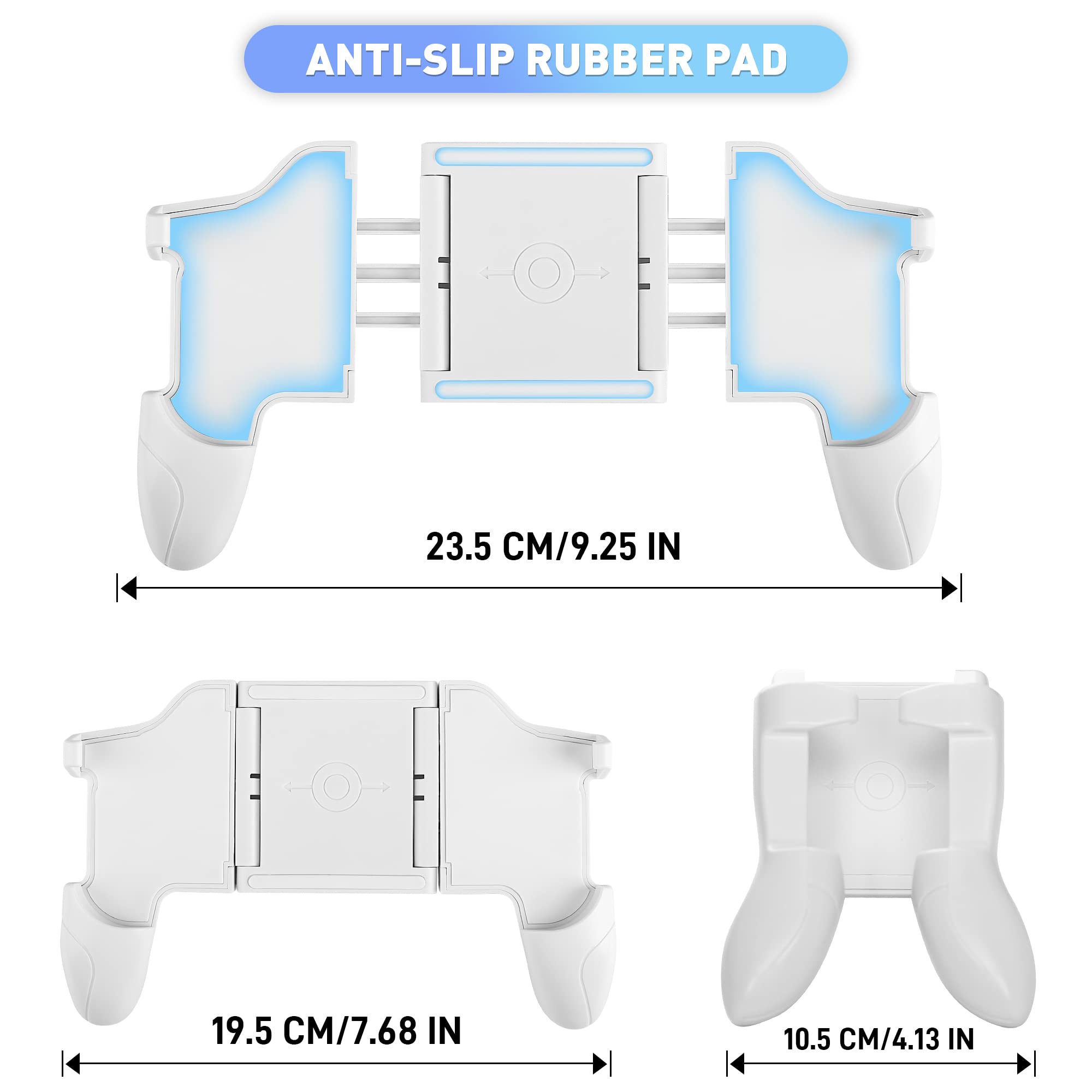 LASTYAL Adjustable Handle Grip for Nintendo Switch OLED Model and Switch Standard Edition with 2 Game Card Slots Holder Design, Ergonomic Foldable Grip for Switch Lite with 8 Thumb Grip Caps