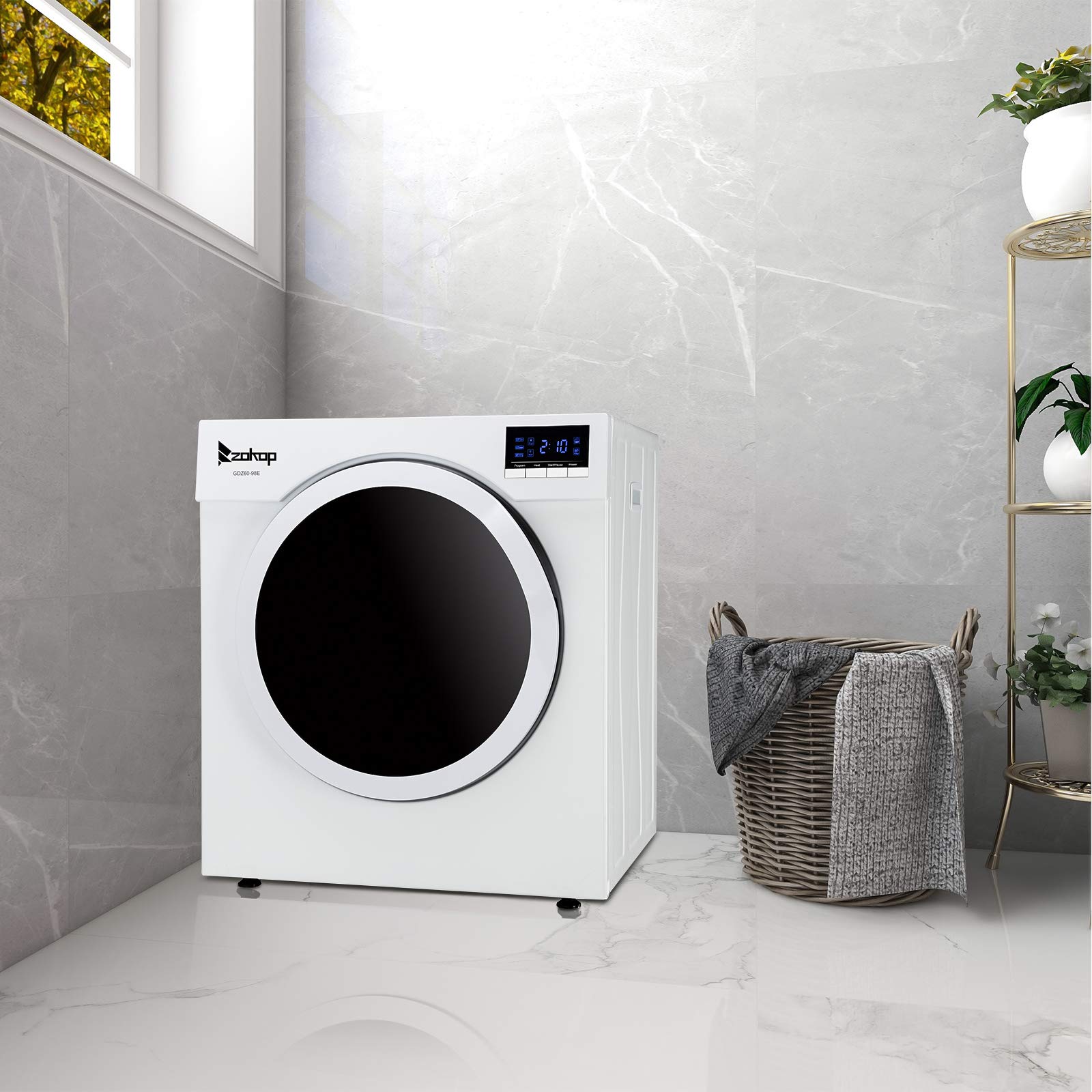 Lalurten Mini Dryer Machine 3.5 Cu. Ft. Portable Clothes Dryer with LED Display Portable Dryer Machine for Clothes with Exhaust Duct Compact Mini Clothes Dryer Machine for Apartment Dorm RV (White)