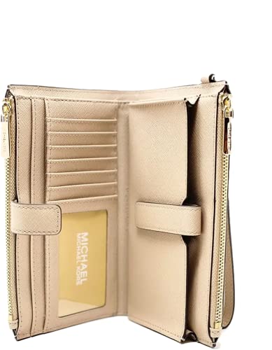 Michael Michael Kors Jet Set Double Zip Leather Wristlet, Gold/Bisque