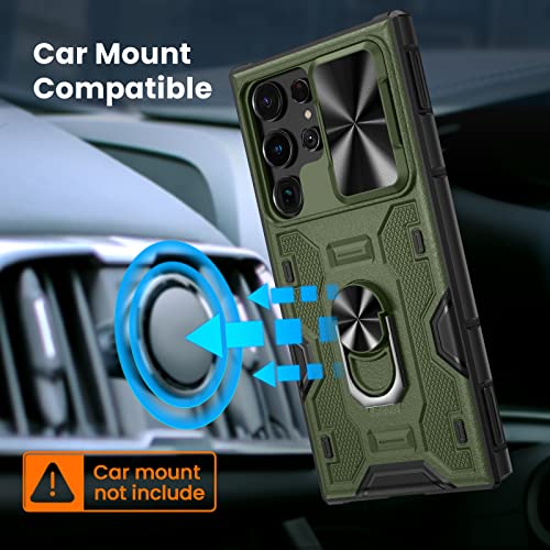 VEGO for Samsung Galaxy S23 Ultra Case, Galaxy S23 Ultra Case with Stand & Slide Camera Cover, Soft Microfiber Lining Sponge Cushion Bumper Kickstand Phone Case for Samsung S23 Ultra 6.8" 2023 - Green
