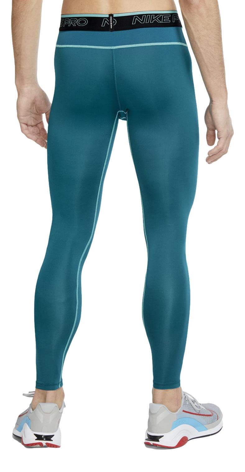 Nike Pro Dri-FIT Men's Tights (as1, Alpha, m, Regular, Regular, Bright Spruce/Black, Medium)