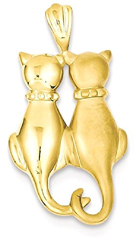 IceCarats 14K Yellow Gold Cats Necklace Charm Pendant 24mm x 12mm Only