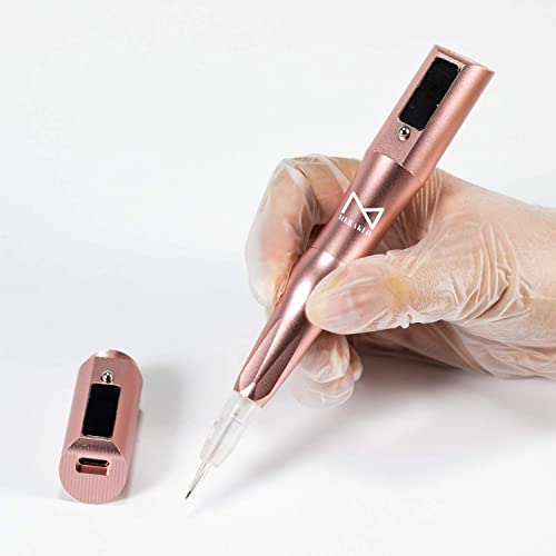 MERAKI II Professional Wireless Permanent Makeup Machine Tattoo Kit - 5 Speeds - Rechargeable Battery - Powder Brows, Lip Blushing (Machine, Meraki II - Pink)