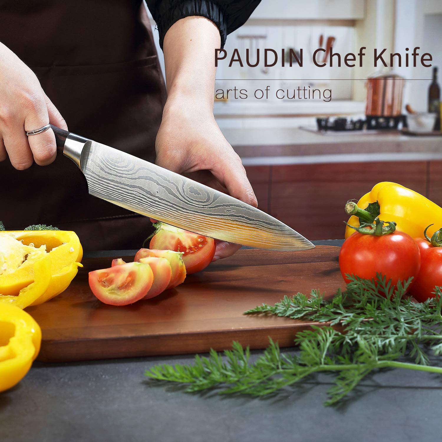 PAUDIN Nakiri Knife, Chef's Knife and Utility Knife