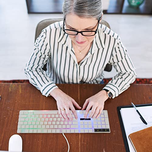 SOLUSTRE Mechanical Keyboard USB Keyboard LED Mechanical Gaming Keyboard Backlit Led Gaming Ergonomic Wired Keyboard for Laptop PC Computer Game and Work (White) Pc Keyboard Computer Keyboard