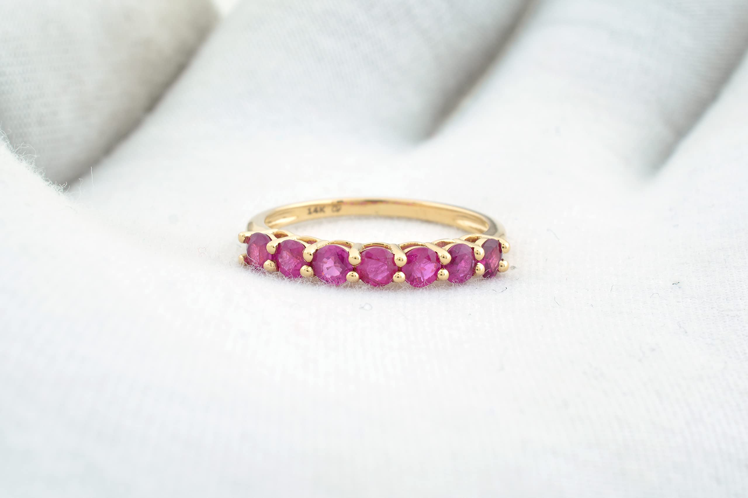 Mirahi Real 14k Gold Rings for Women, 0.7 Natural Ruby July Birthstone Gold Stackable Ring for Women