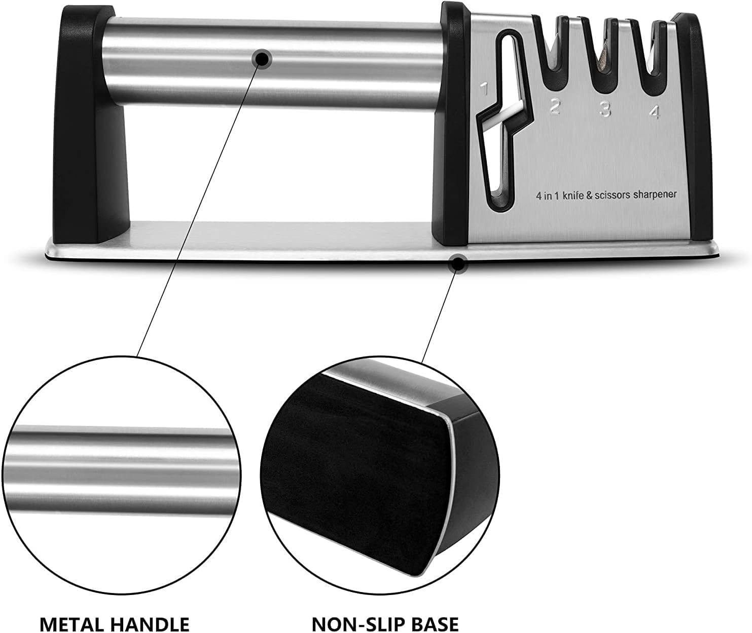Knife Sharpeners, 4 in 1 Kitchen Blade and Scissors Sharpening Tool, Powerful Professional Chef's Kitchen Knife Accessories, Manual Knife Sharpener Kitchen