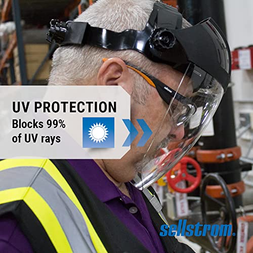 Sellstrom Face Shield - Single Crown Full Safety Mask for Men & Women - Clear Polycarbonate - Ratchet Headgear - S32010