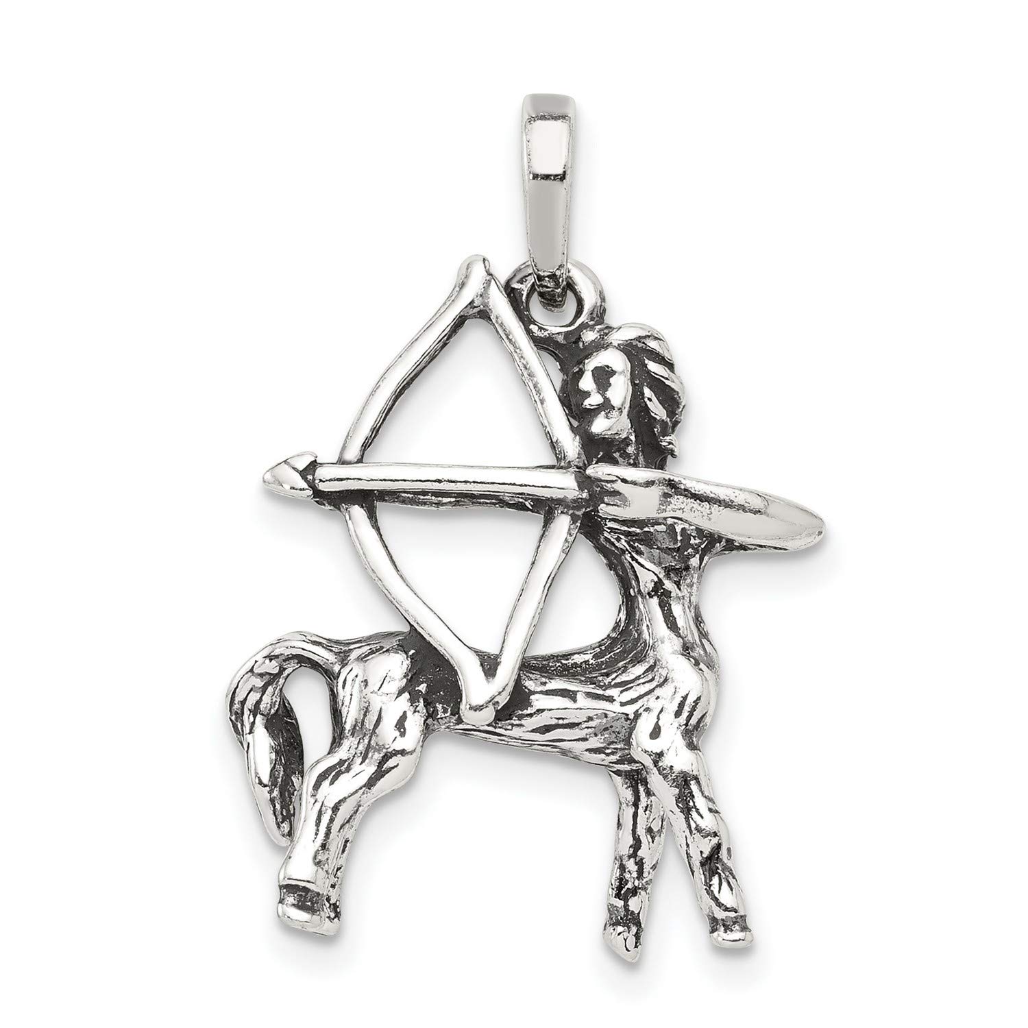 Jewelry Stores Network Sagittarius Centaur Archer Zodiac Sign Pendant In 925 Sterling Silver 22 mm x 19 mm