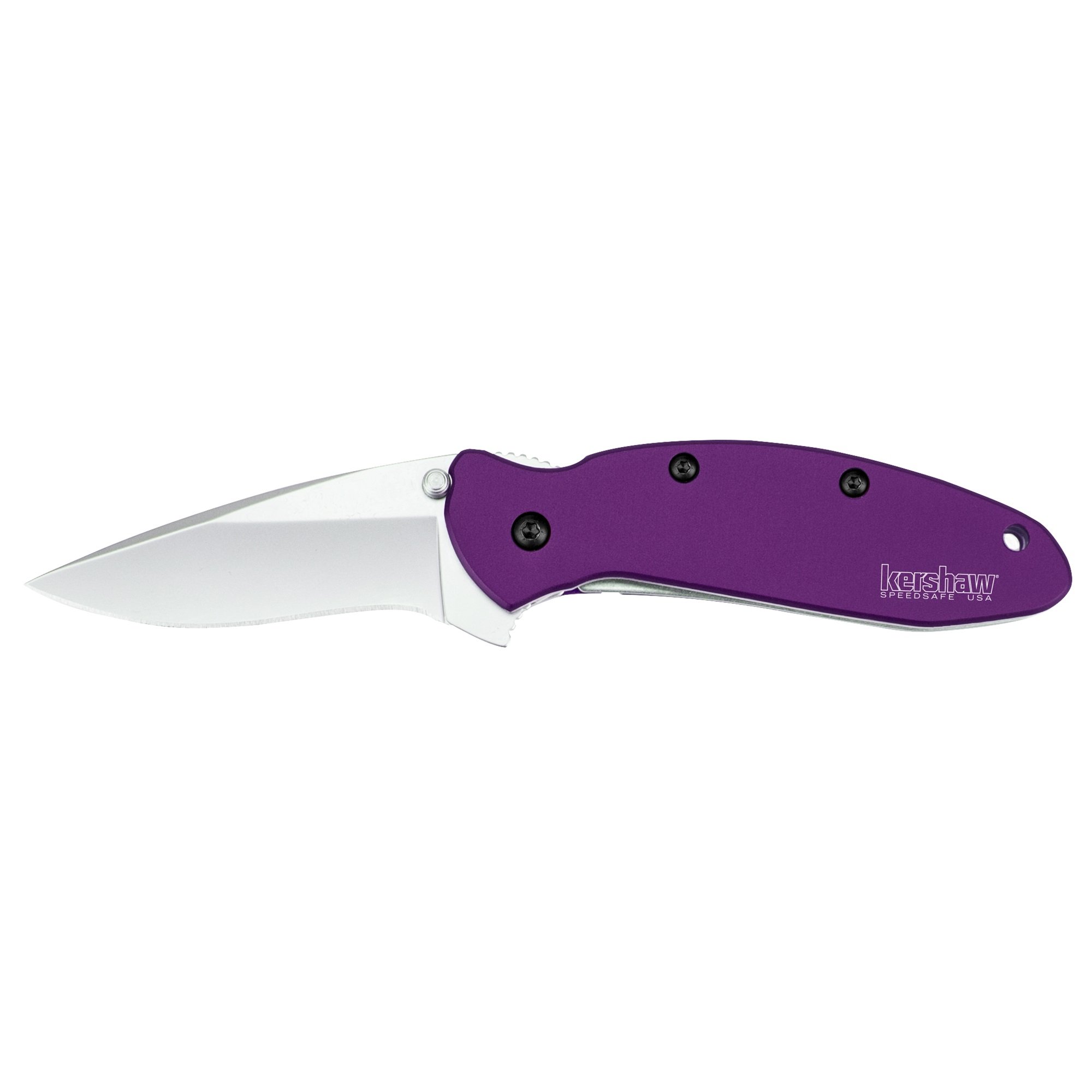 Kershaw Purple Scallion Pocket Knife, 2.25β Stainless Steel Blade with Assisted Opening, Aluminum Handle with Single-Position Pocketclip, Small Folding Knife