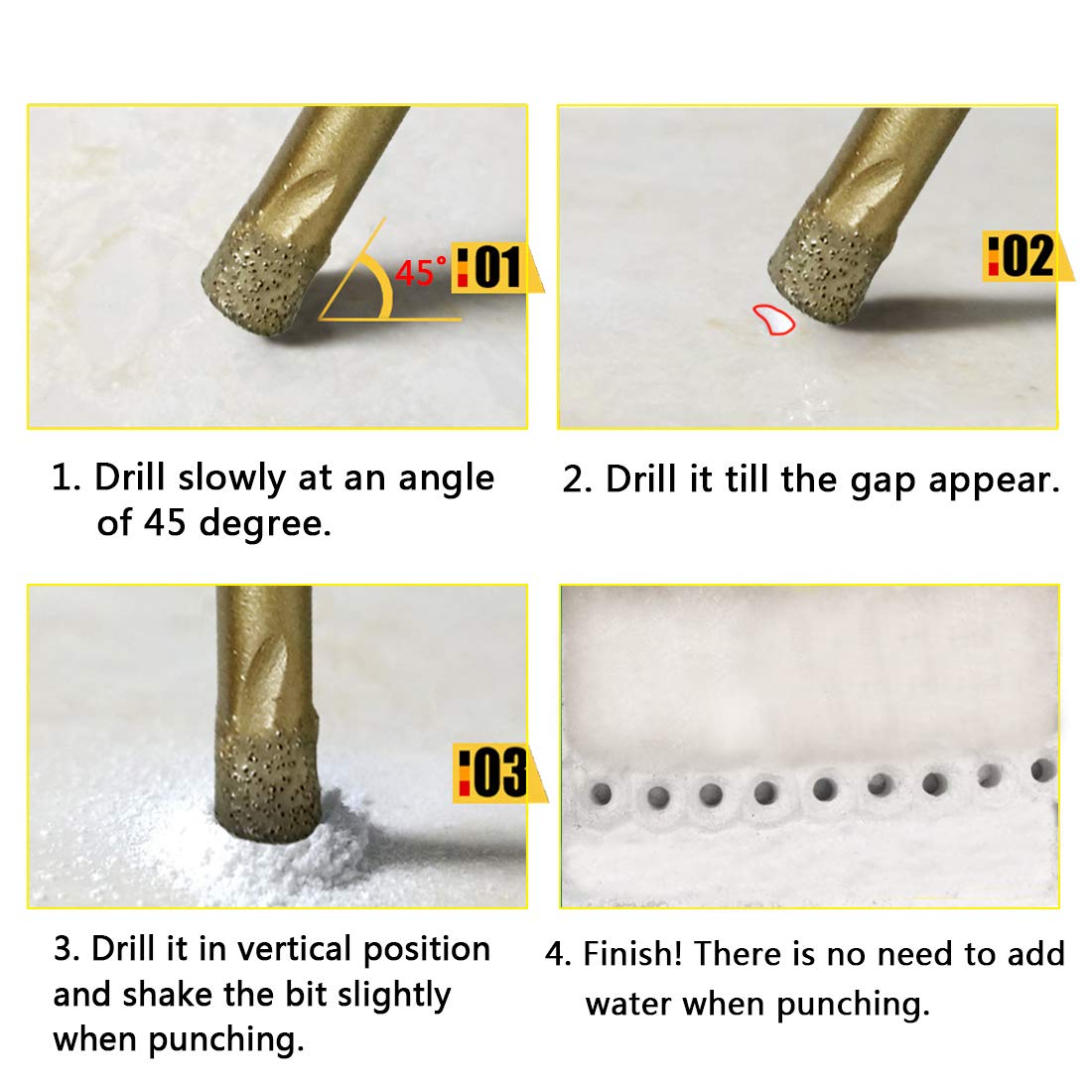 Jashtool Diamond Drill Bits 3 PCS 8mm 5/16 inch Ceramic Diamond Hole Saw Set with Wax Insert Cooling for Ceramic Tile Porcelain Marble Granite Stone Rock Glass