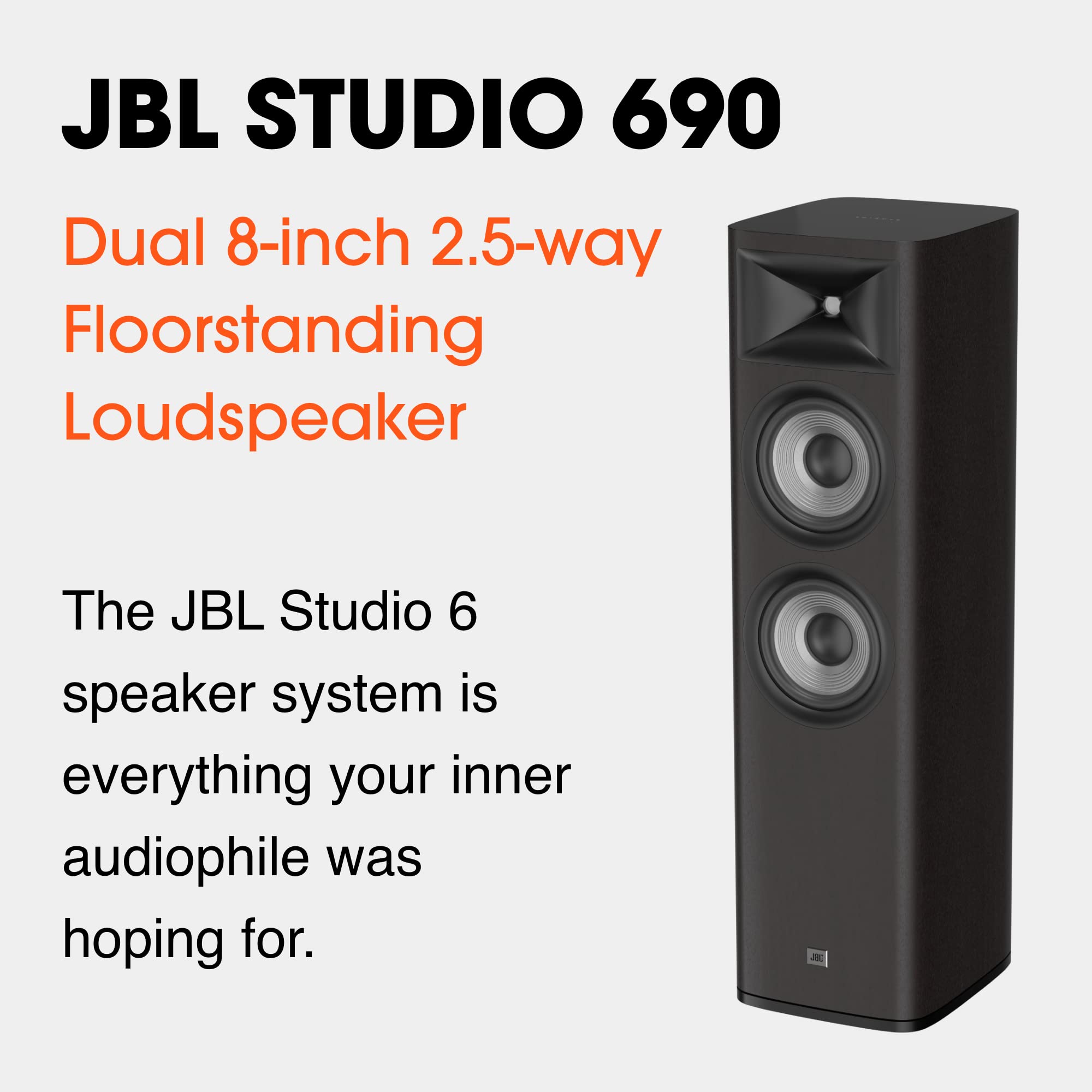 JBL Studio 690, Red Wood - High-Performance Floorstanding Loudspeaker - with 2414H-1 Compression Driver, High-Definition Imaging Horn & Dual 8β PolyPlas Cone Woofers