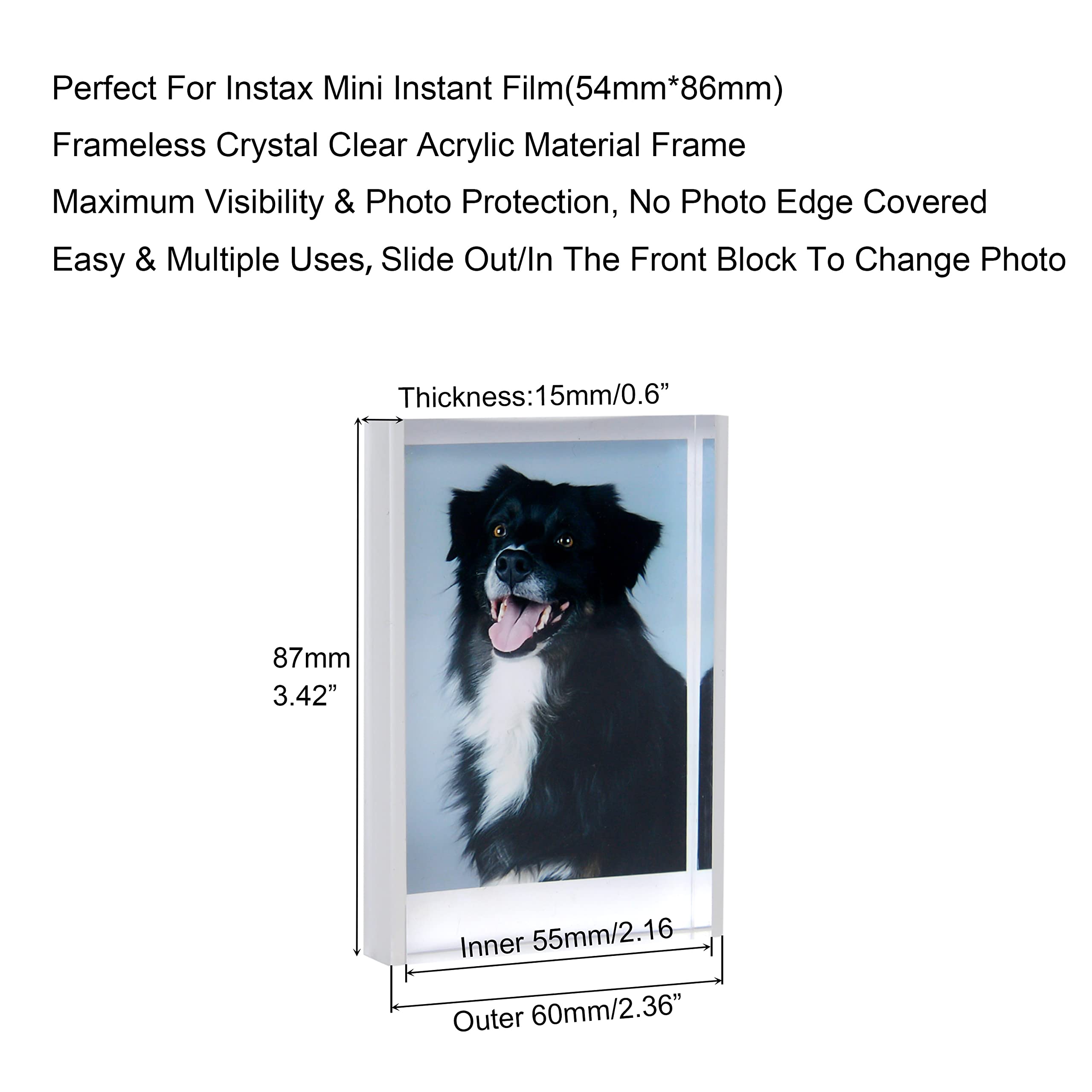 LAGIPA Polaroid Picture Frames, Instax Mini Frame for Photo, Small Picture Frames 2x3, Acrylic Polaroid Frames Desktop, Wallet Size Picture Frame For Fujifilm Polaroid Film (3 Pack)