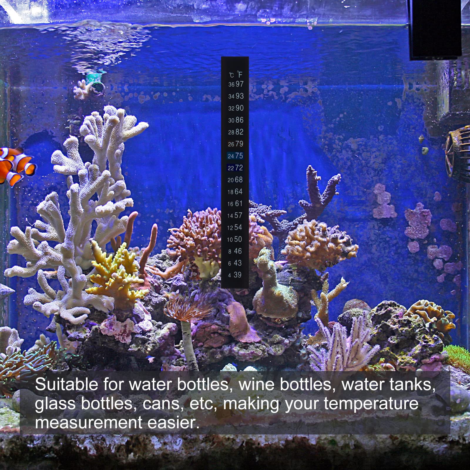 PATIKIL Aquarium Thermometer Sticker, 5Pcs Fish Tank Thermometer Stick On Betta Fish Tank Digital Water Temperature Strips Adhesive for Terrarium Tank Brewing Wine, 4-36℃