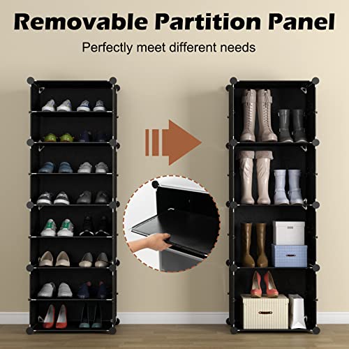 Safstar 48 Pairs 12 Cube Shoe Rack Organizer, Freestanding Shoe Storage Cabinets with Side Hanging Hook, Expandable Cube for Heels & Boots, Space Saver Shoe Racks for Closet Entryway Bedroom Hallway