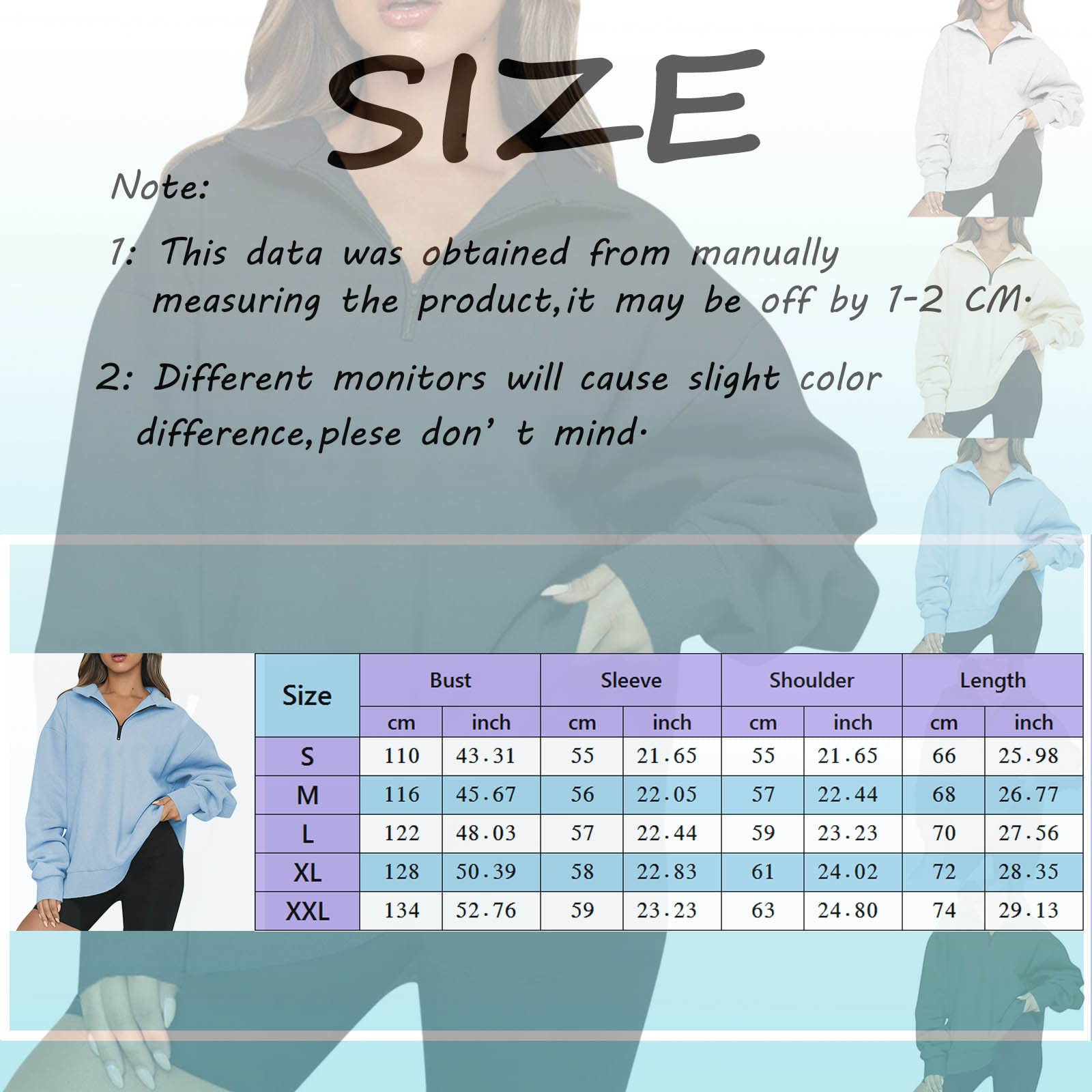 NKSUDET Sweatsuit Women Womens Oversized Half Zip Pullover Long Sleeve Gradient Print Sweatshirt Quarter Zip Trendy Hoodie,Todays Daily Deals A-purple