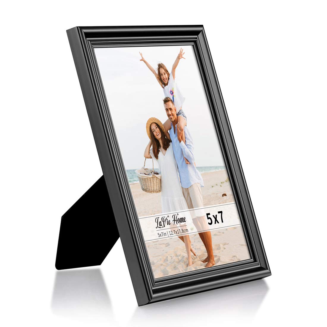LaVie Home 5x7 Picture Frames(6 Pack, Black) Wall or Tabletop Display, Graceful Beveled Detail Design Photo Frames with High Definition Glass, Perfect for Home Decor, Set of 6 Basic Collection
