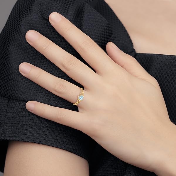 IceCarats 14K Yellow Gold Blue Aquamarine Heart Love Ring March Birthstone Jewelry Size 7