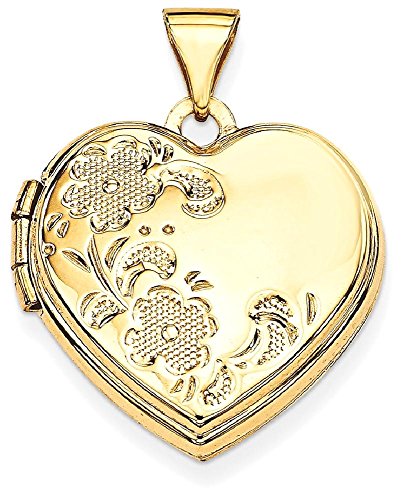 IceCarats 14K Yellow Gold Heart Love Shaped Flower Locket Necklace Charm Pendant 23mm x 18mm Only