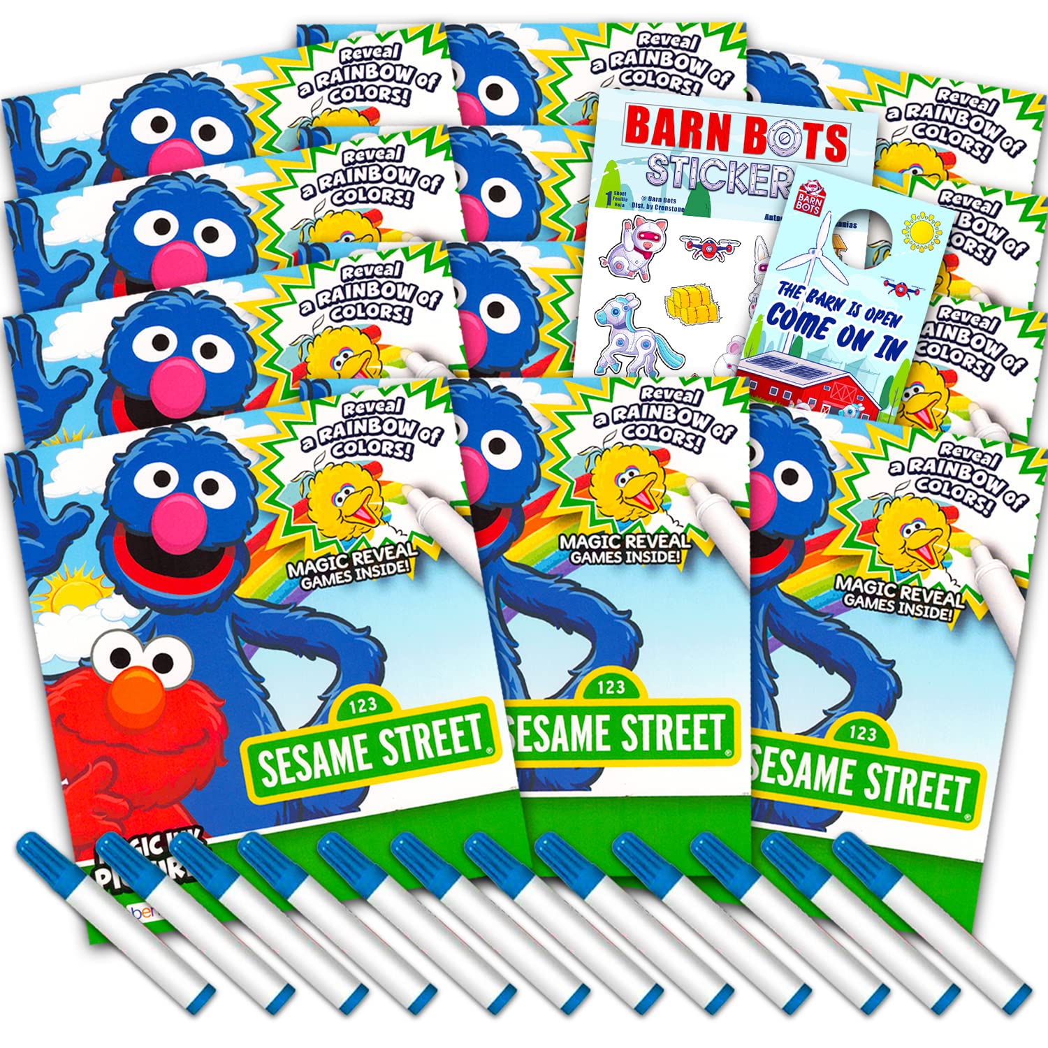 Sesame Street Imagine Ink Coloring Book Set for Girls Boys - 12 Pack No Mess Coloring Books with Stickers, More (Elmo Sesame Street Party Supplies)