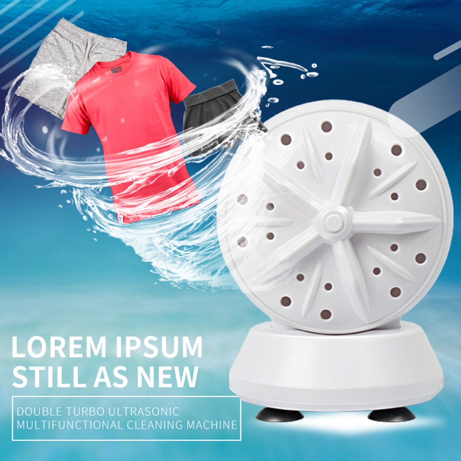 mewmewcat Portable Travel Washing Machine High-Power Mini Laundry Machine Double-Turbine Waving Washer 24W(Automatic Cycle Cleaning Version/ 4-Speed Adjustable Version)