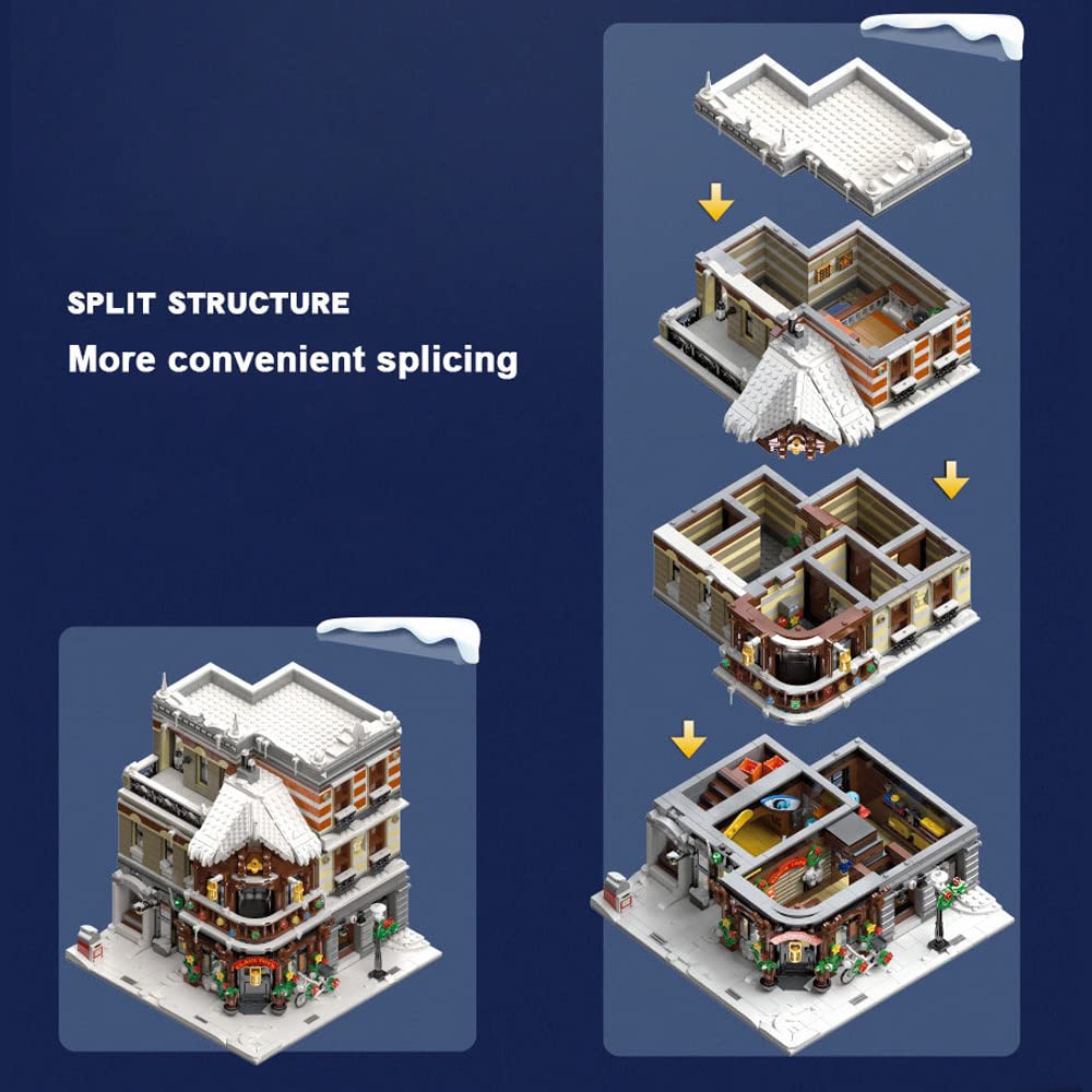 MISINI 89143 Claus Toys Shop Building Block Set,Christmas Themed House Building Kit, 2955 Piece Modular House Model Building Set