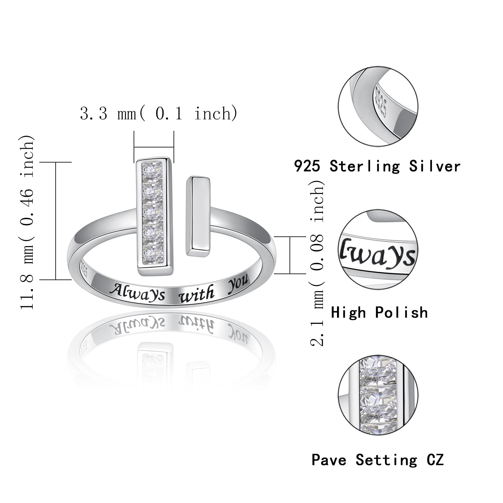 Mother Daughter Thick and Thin Ring: Sterling Silver Thick and Thin Ring Always with You Christmas Jewelry Gifts for Mom Daughter