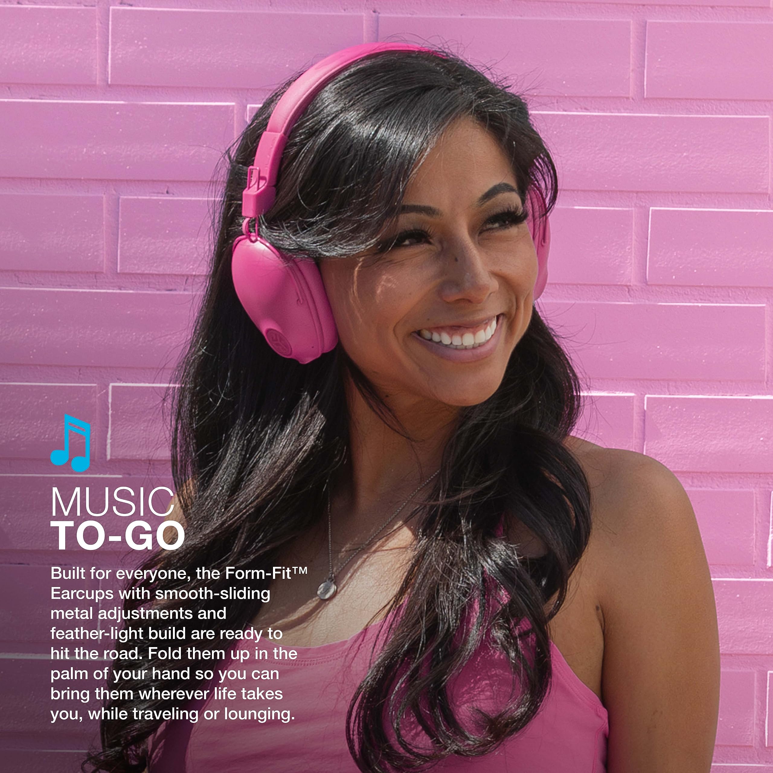 JLab Studio Pro Bluetooth Wireless Over-Ear Headphones, 50+ Hour Bluetooth 5 Playtime, EQ3 Sound, Ultra-Plush Faux Leather & Cloud Foam Cushions, Track and Volume Controls, Pink