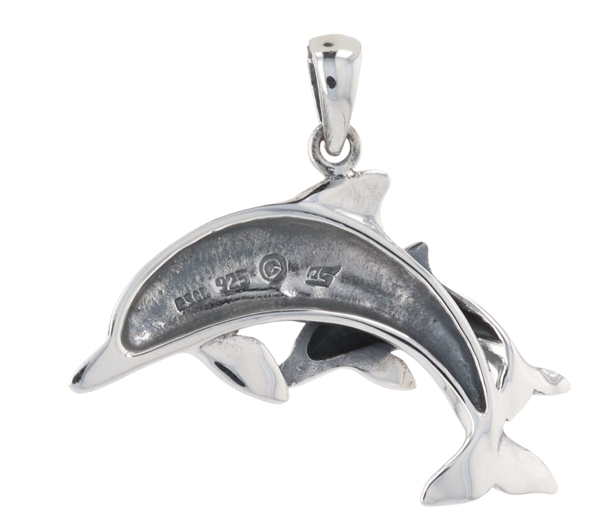 Jewelry Trends Sterling Silver Large Mother and Child Dolphin Pendant