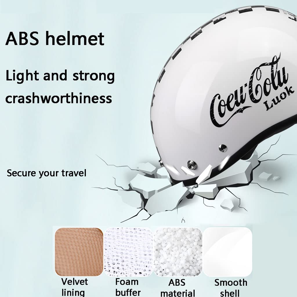 Motorcycle German Style Half Helmet, with Goggles Skull Cap Open Face Helmet, DOT Approved for Adults Unisex Cruiser ATV Scooter Chopper Electric Bicycle Helmet , Suitable for All Seasons-E-Large