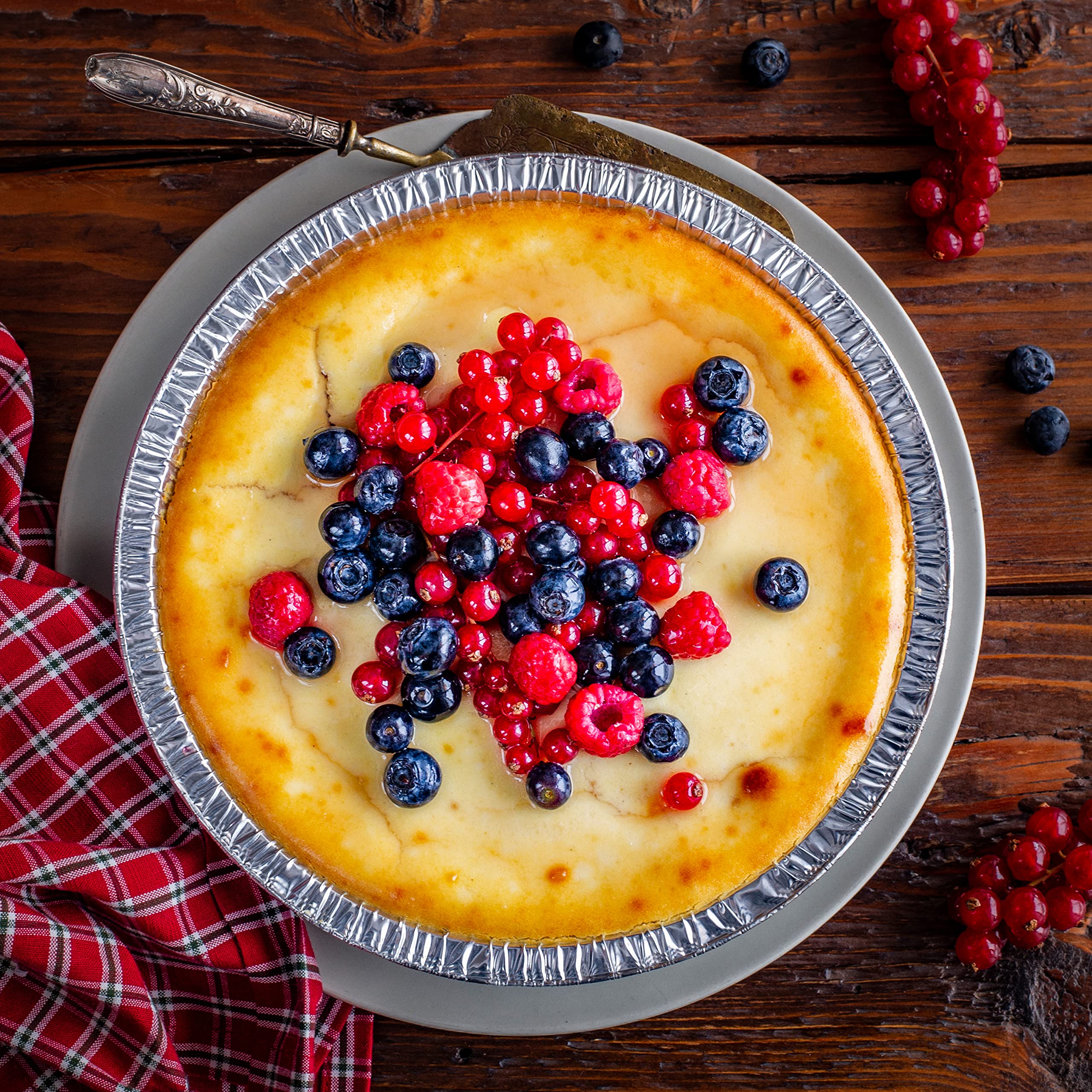 NoCry Premium Disposable Pie Pans (50 Pack) - Foil Aluminum Pie Pans 9 Inch or Disposable Pie Tins for Baking Delicious Pies or Crispy Pie Crusts