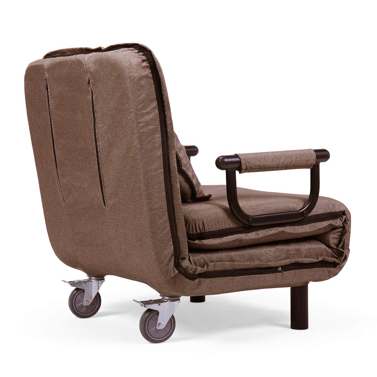 JAXPETY Sofa Bed Folding Arm Chair Convertible Sleeper Chair, Leisure Recliner Lounge Couch with Pillow and 5 Position Adjustable Backrest for Home Office