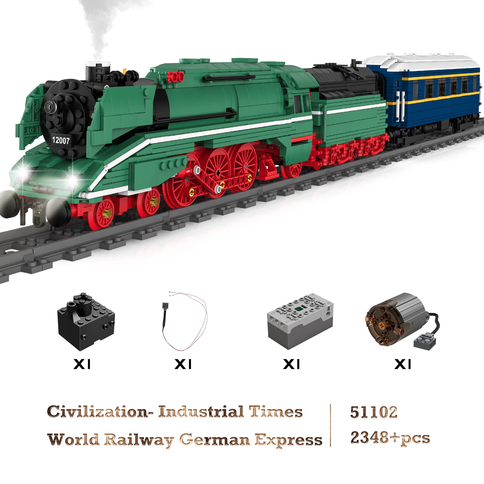 JMBricklayer Train Building Blocks Sets, RC Steam Train Building Block Toy, Scale Model Train with Train Tracks, Train Sets for Adults, Gifts for Teens Age 14+/Adults(4487 PCS)