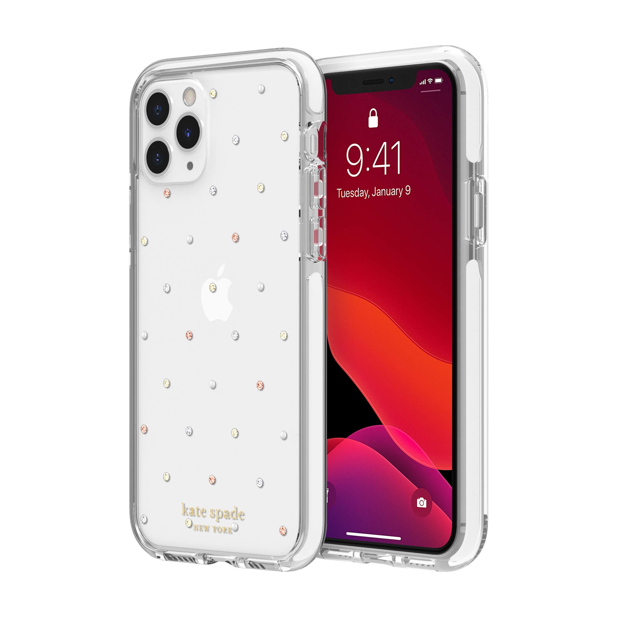 kate spade new york Pin Dot Case for iPhone 11 Pro,Polyurethane,Scratch-resistant - Defensive Hardshell with White Bumper