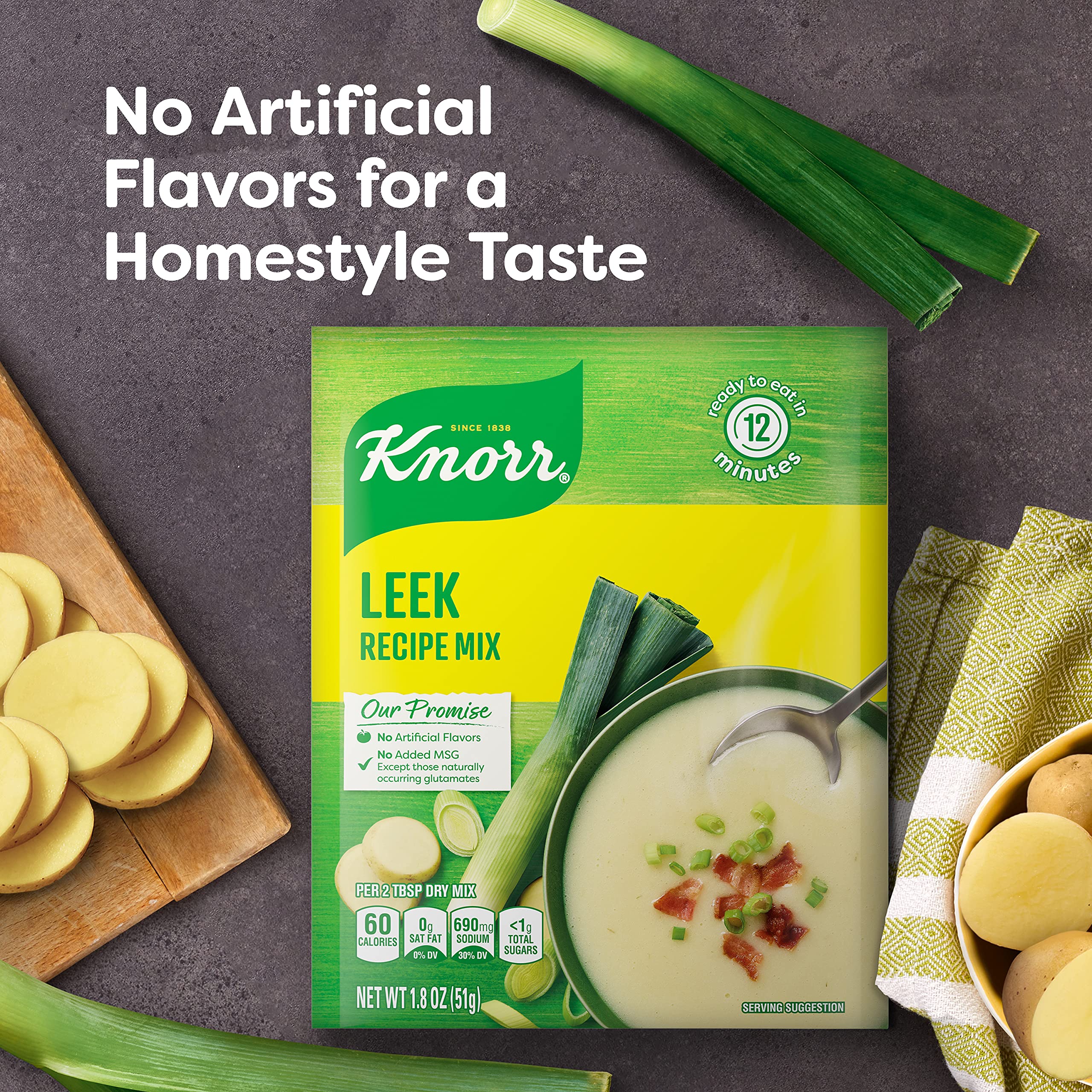 Knorr Soup Mix and Recipe Mix For Soups, Sauces and Simple Meals Leek No Artificial Flavors 1.8 oz, Pack of 12