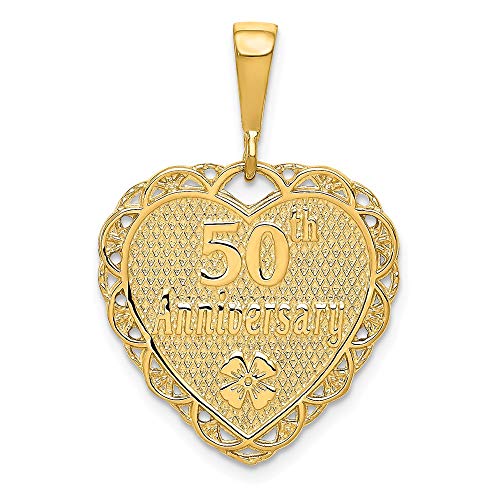 IceCarats 14K Yellow Gold Reversible 50th Anniversary Necklace Charm Pendant 29mm x 20mm Only