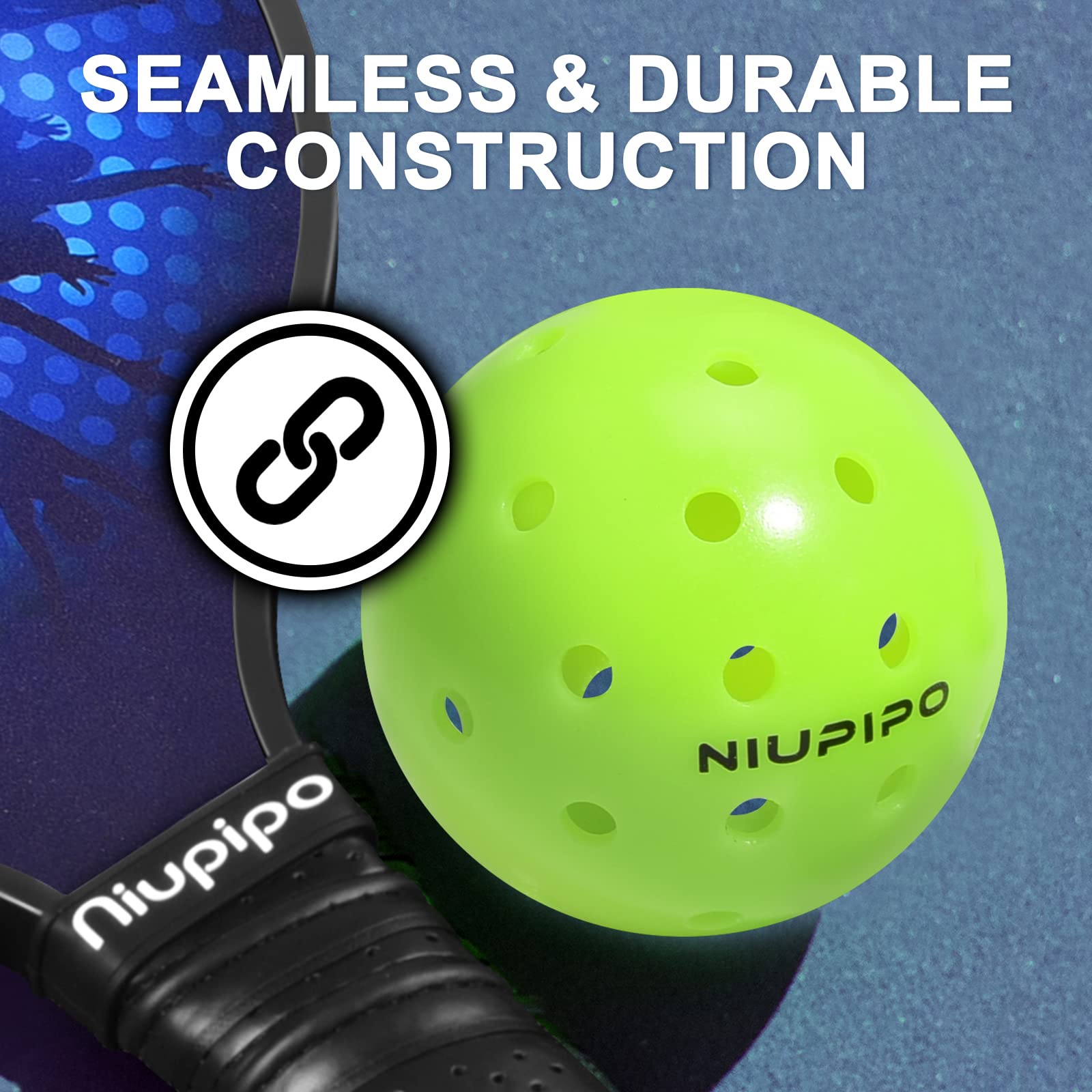 Niupipo Pickleball Paddles Pickleball Set of 10 Balls and 1 Pickleball Bag